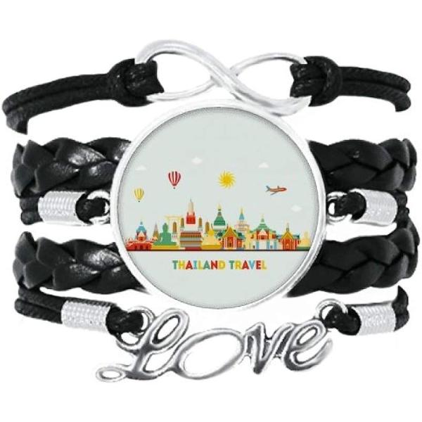 商品名DIYthinker Thailand Watercolor Morden City Illustration Bracelet Love Accessory Twisted Leather Knitting Rope Wristba...