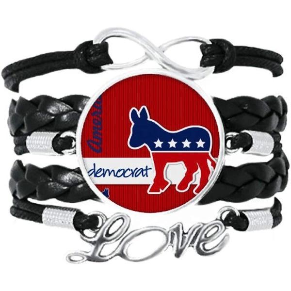 商品名DIYthinker America ロバ エンブレム 民主党 ブレスレット 愛 アクセサリー ツイストレザー 編みロープ リストバンド ギフトDIYthinker America Donkey Emblem Democrat Bra...