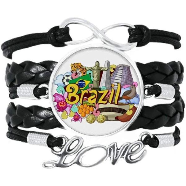 商品名DIYthinker Soccer Oscar Niemeyer Brazil Graffiti Bracelet Love Accessory Twisted Leather Knitting Rope Wristband Gift...