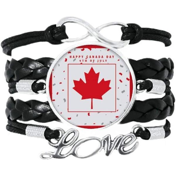 商品名Happy Canada Day 4th of July Maple Leaf Bracelet Love Accessory Twisted Leather Knitting Rope Wristband Giftブランド：DIYt...