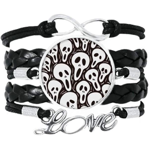 商品名DIYthinker Skull Tiling Pattern Halloween Bracelet Love Accessory Twisted Leather Knitting Rope Wristband Giftブランド：DI...