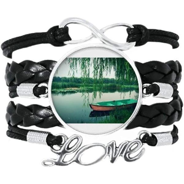 商品名DIYthinker Willow Leaf Boat Lake Photography Bracelet Love Accessory Twisted Leather Knitting Rope Wristband Giftブランド...