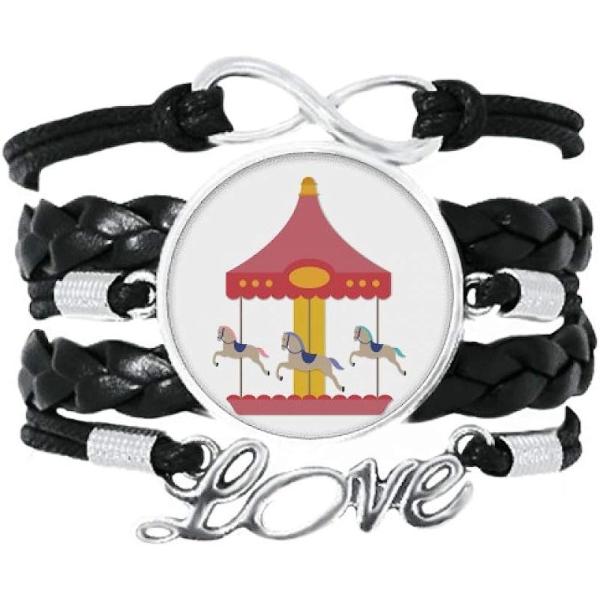 商品名DIYthinker Colourful Carousel musement Park Pattern Bracelet Love Accessory Twisted Leather Knitting Rope Wristband G...
