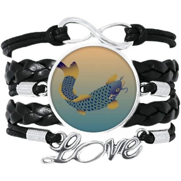 商品名DIYthinker Painting Culture Blue Fish Bracelet Love Accessory Twisted Leather Knitting Rope Wristband Giftブランド：DIYthi...