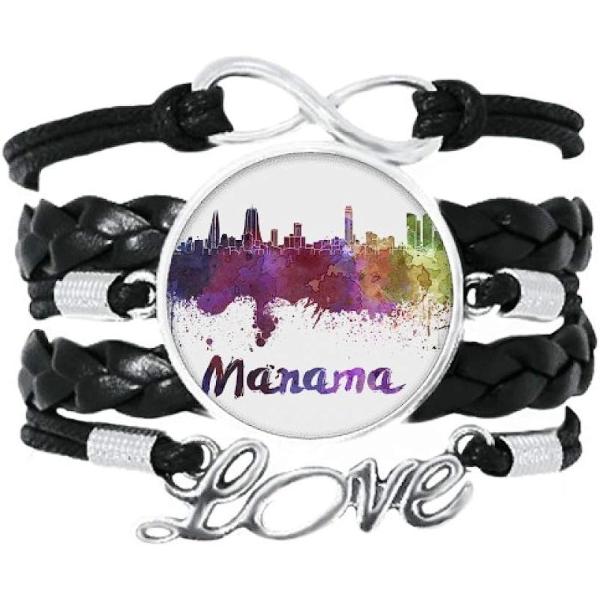 商品名DIYthinker Manama Bahrain City Watercolor Bracelet Love Accessory Twisted Leather Knitting Rope Wristband Giftブランド：DI...