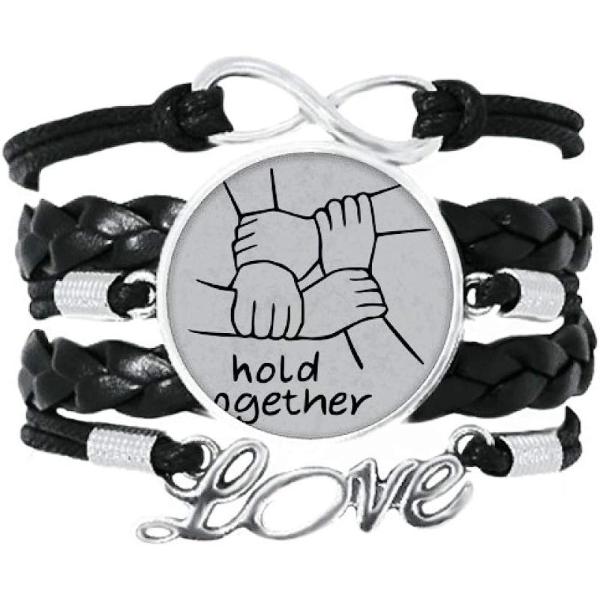 商品名DIYthinker Hold Together Personalized Gesture Bracelet Love Accessory Twisted Leather Knitting Rope Wristband Giftブラン...