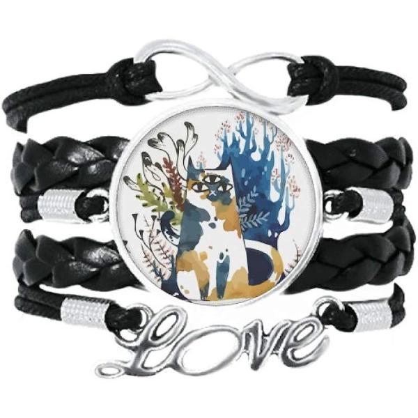 商品名DIYthinker Three Eyes Cat Watercolor Animal Bracelet Love Accessory Twisted Leather Knitting Rope Wristband Giftブランド：...