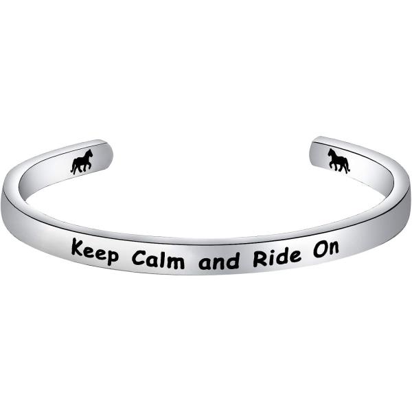 商品名PLITI 馬愛好家ギフト 乗馬ギフト 馬好きのギフト 馬好きのカウガールへのギフト カントリーガールギフト Keep Calm and Ride On ステンレススチール ランニングホースカフブレスレット シルバーPLITI Hor...