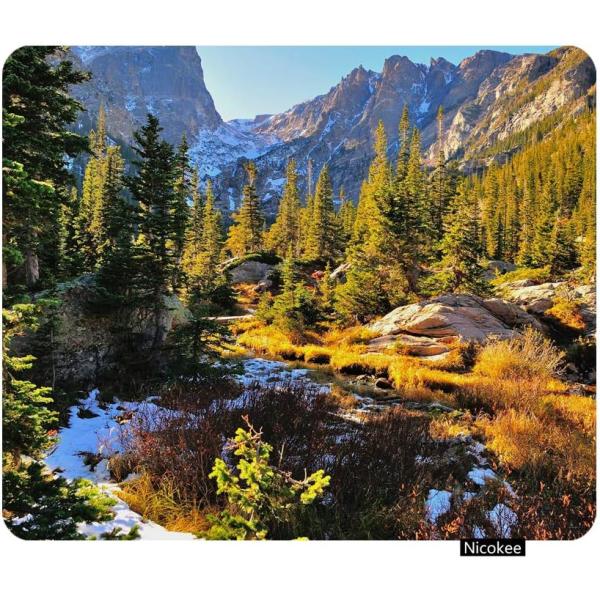 商品名Nicokee ゲーミングマウスパッド フォレスト ロッキー山国立公園 雪滑り止めゴムマウスパッド コンピュータ/ノートパソコン/オフィス/自宅用 長方形マウスパッド 9.5インチ x 7.9インチNicokee Gaming Mou...