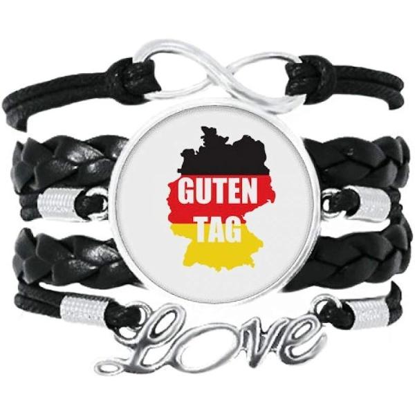 商品名OFFbb-USA German Salutation Hello Map Outline Bracelet Love Accessory Twisted Leather Knitting Rope Wristband Giftブラン...