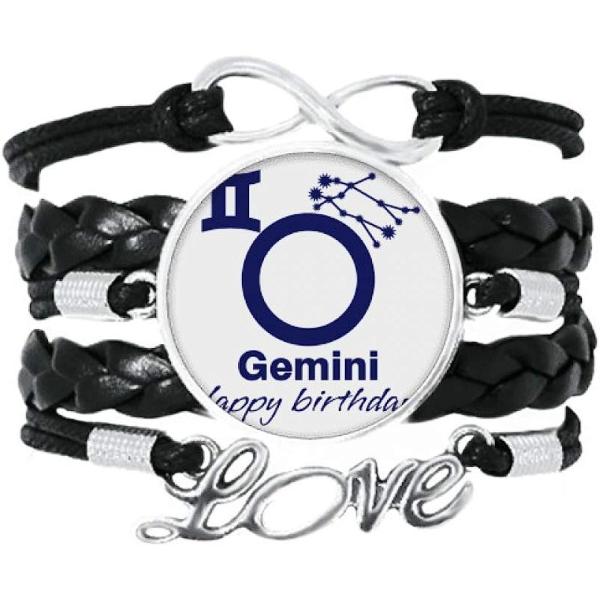 商品名OFFbb-USA Constellation Fate Birthday Celebration Gemini Bracelet Love Accessory Twisted Leather Knitting Rope Wristb...