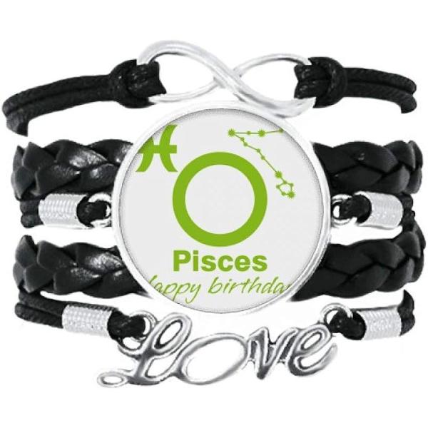 商品名OFFbb-USA Constellation Fate Birthday Celebration Pisces Bracelet Love Accessory Twisted Leather Knitting Rope Wristb...