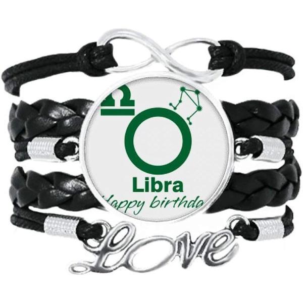 商品名OFFbb-USA Constellation Fate Birthday Celebration Libra Bracelet Love Accessory Twisted Leather Knitting Rope Wristba...