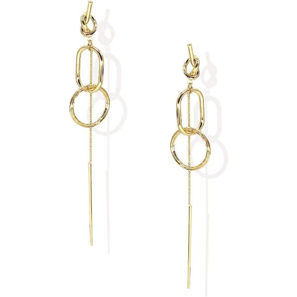 商品名サークル ダングル タッセル 14K ゴールドメッキ イヤリング S925スターリングシルバー シンプル 幾何学的 エレメント ゴールドロング レディース ガールズ レディース ギフト プレゼント バレンタイン 誕生日 記念日 母の日...