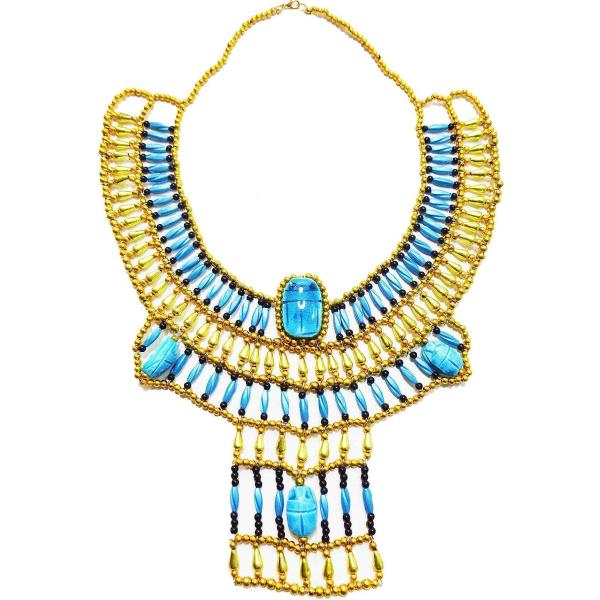 商品名Egyptian Cleopatra Nefertiti Scarab Necklace Collar Choker Hand Made Multi Beaded Beetle Beads King Queen 13.5"" Pend...