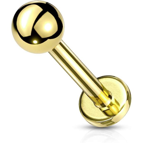 商品名Dynamique Push In Top Ball PVD 316L Surgical Steel Threadless Labret, Monroe, Flat Back Stud (Sold Per Piece)ブランド：Dyn...