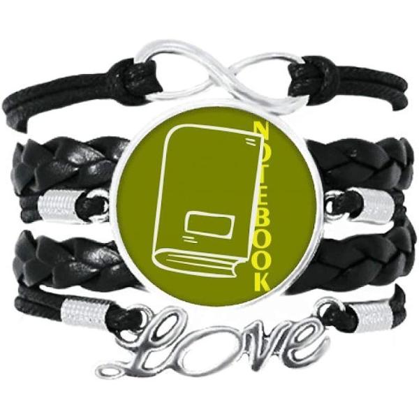 商品名OFFbb-USA Notebook Recording Learning Teaching Bracelet Love Accessory Twisted Leather Knitting Rope Wristband Giftブラ...
