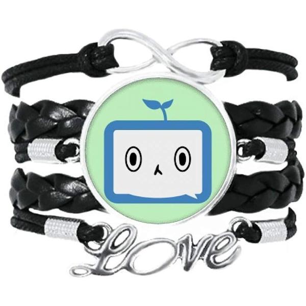 商品名OFFbb-USA Saplings Lovely Small TV Face Original Bracelet Love Accessory Twisted Leather Knitting Rope Wristband Gift...