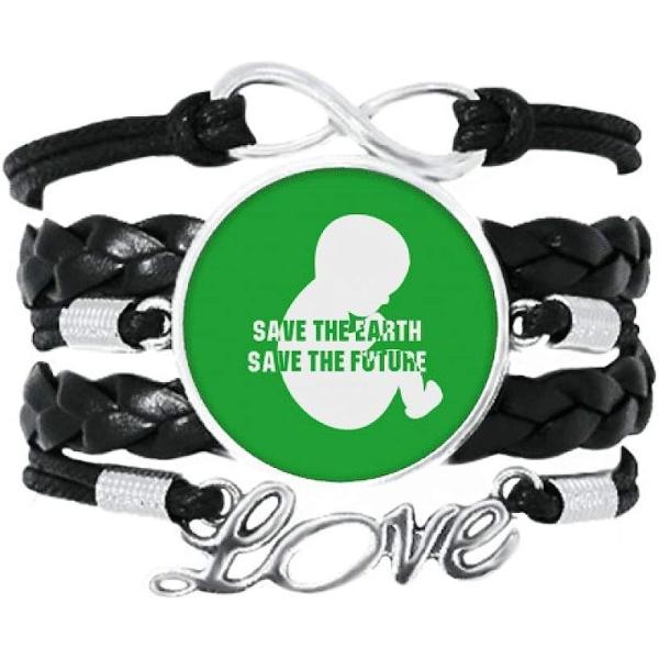 商品名OFFbb-USA Save The Earth Save The Future Bracelet Love Accessory Twisted Leather Knitting Rope Wristband Giftブランド：OFF...