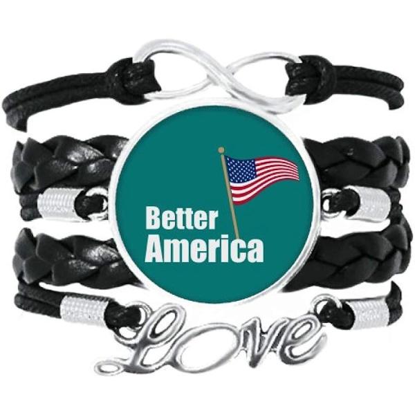 商品名Make Future America USA Better ブレスレット ラブアクセサリー ツイストレザー編みロープ リストバンド ギフトMake Future America USA Better Bracelet Love Ac...