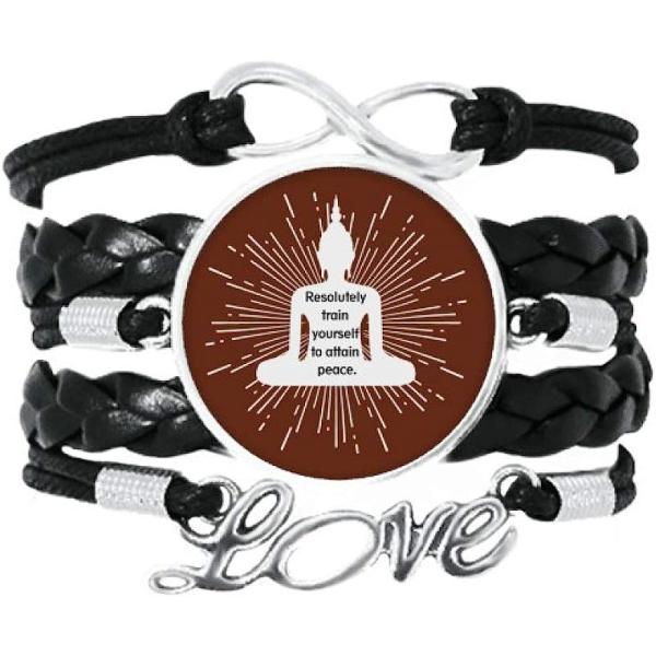 商品名OFFbb-USA Peaceful Exercise Resolves Arrive Bracelet Love Accessory Twisted Leather Knitting Rope Wristband Giftブランド：...