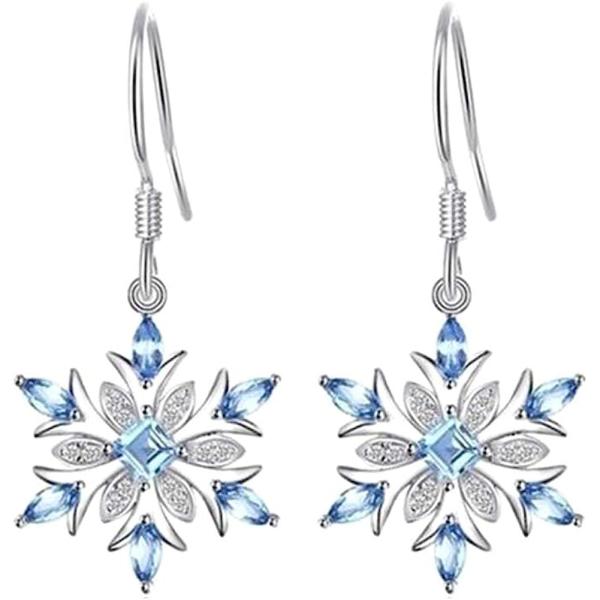商品名Fenfangxilas Fashion Stud Drop Dangle Earrings Set for Women Girls Women Faux Sapphire Inlaid Snowflake Dangle Hook E...