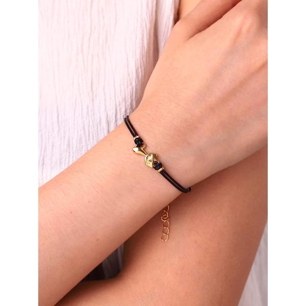 商品名Obmyec 猫 ブラックブレスレット ロープ 麻 スレーブ ハンドチェーン ジュエリー 横向き ハンドアクセサリー 女性と女の子用Obmyec Cat Black Bracelets Rope Hemp Slave Hand Cha...