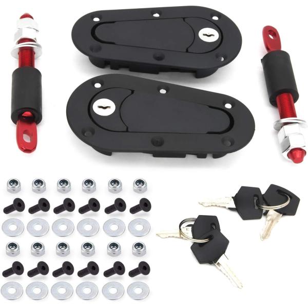 商品名TIOIT COEME Flush Hood Latch and Pin Kit - Black，Universal Racing Car Hood Pin Engine Bonnet Latch Lock Kitブランド：TIOIT...