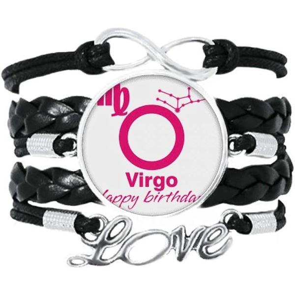商品名OFFbb-USA Constellation Fate Birthday Celebration Virgo Bracelet Love Accessory Twisted Leather Knitting Rope Wristba...