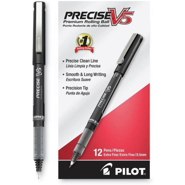 商品名PILOT Precise V5 Stick Liquid Ink Rolling Ball Stick Pens, Extra Fine Point (0.5mm) Black Ink, 1 Pack of 12-Pens (353...