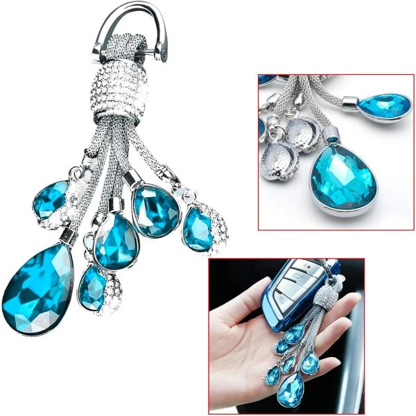 商品名Xotic Tech クリスタルキーチェーン レディース ガールズ ティアドロップ 水滴 輝く車のキーフォブ キラキラ キーチェーン リングストラップ ブルーXotic Tech Alloy Crystal Blue Shining ...