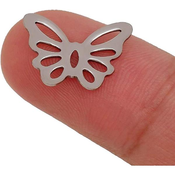 商品名100PCS Mini Stainless Steel Butterfly Charms, Metal Insect Pendant Findings Supplies for Necklace Bracelet Jewelry Ma...