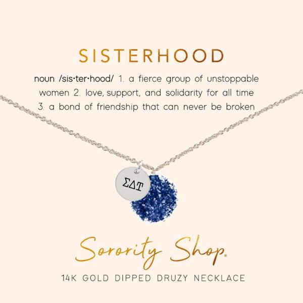 商品名Sorority Shop Sigma Delta Tau Sisterhood Druzy ネックレスSorority Shop SDT Necklace - Sigma Delta Tau Blue Druzy Gemstone ...