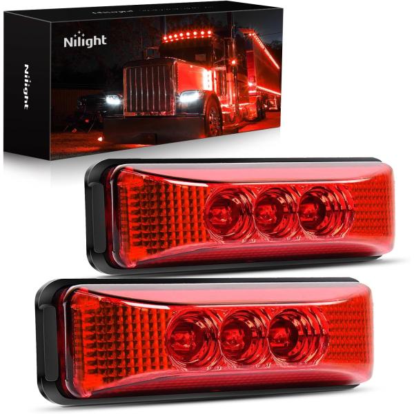 商品名Nilight - TL-32 2個 3.9インチ 3 LED トラック トレーラー レッドライト フロントリア LED サイドマーカーライト クリアランスインジケーターランプ ロックライト 防水 密封面 取り付けNilight - ...
