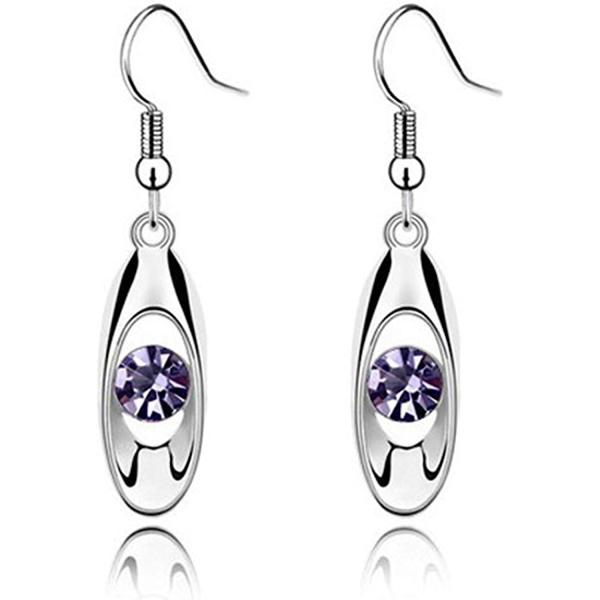 商品名LKEEP Temperament Stylish Crystal Drop Earrings Women's Charm Dangle Pendant Hook Earrings Accessories,Purpleブランド：LKE...