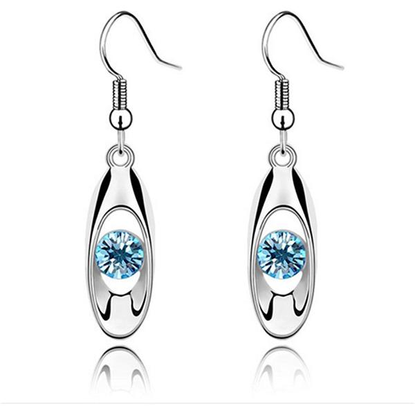 商品名LKEEP Temperament Stylish Crystal Drop Earrings Women's Charm Dangle Pendant Hook Earrings Accessories,Blueブランド：LKEEP...