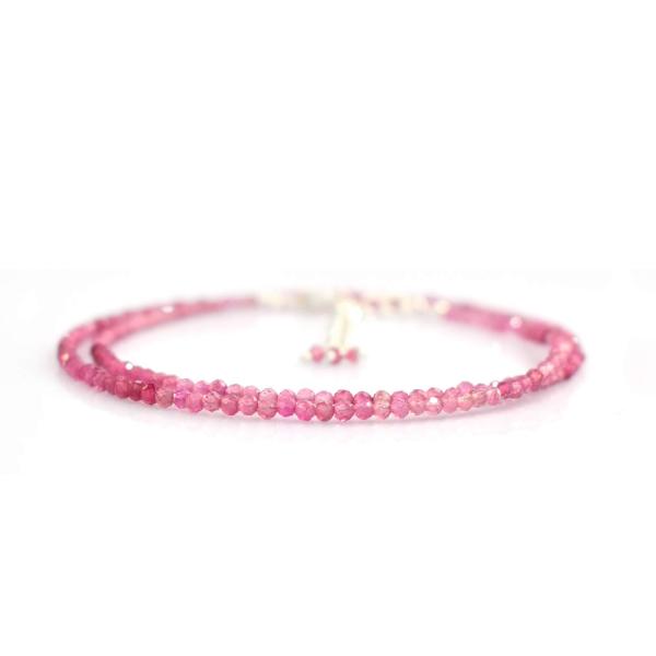 商品名Gempires Pink Tourmaline Beaded Choker Necklace, Pink Tourmaline Crystal Beads Necklace, 2.4-2.5 mm Faceted Bead, Pin...