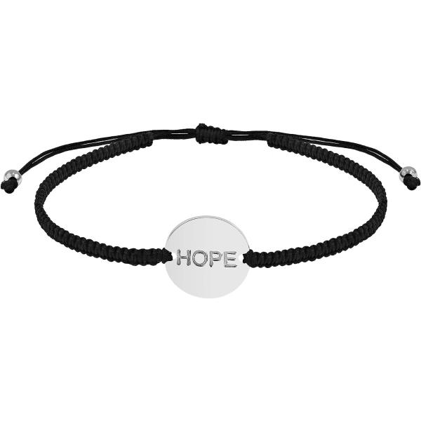 商品名インスピレーショナルな希望の刻印入り.925スターリングシルバーチャーム、ブラックの調節可能なブレスレット。AeraVida Simple Inspiration of Hope Inscribed on Round Sterling...