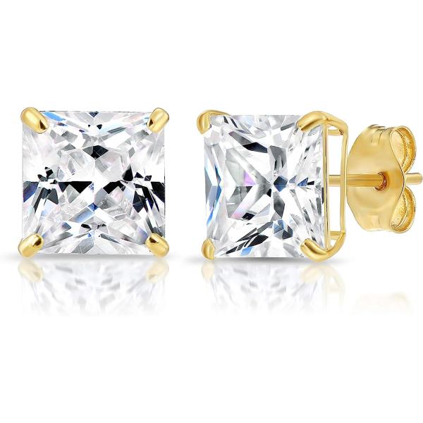 商品名14K イエローゴールド プリンセスカット スクエア キュービックジルコニア キュービックジルコニア キュービックジルコニア ゴールド 蝶 プッシュバック, キュービックジルコニア, キュービックジルコニアTILO JEWELRY 1...