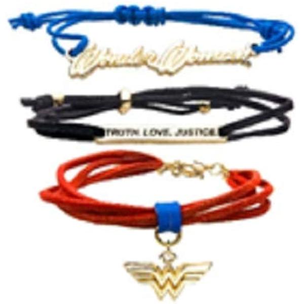 商品名DC COMICS, WONDER WOMAN LOGO CORD BRACELET - Truth, Love, Justice &amp; Wonder Woman Logo Premium CORD BRACELET - Set...