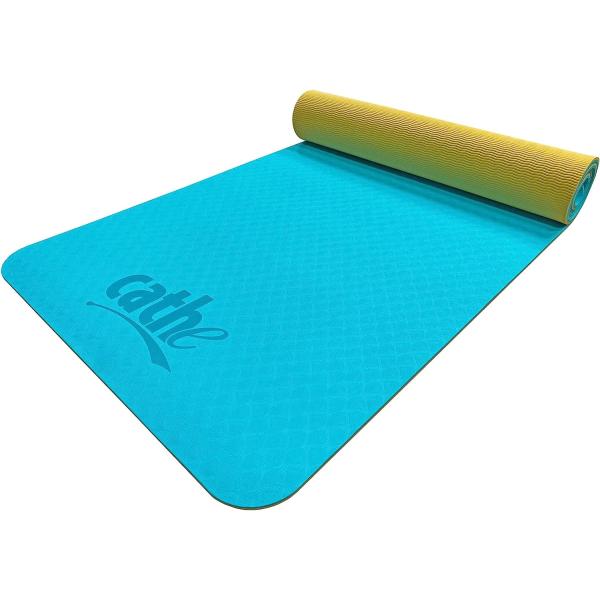 商品名Cathe Aqua エコフレンドリー極厚TPEヨガエクササイズマット   ヨガ、ピラティス、床エクササイズ、コアトレーニング、筋力トレーニング、ストレッチ、瞑想に最適Cathe Aqua Eco-Friendly Extra Thi...
