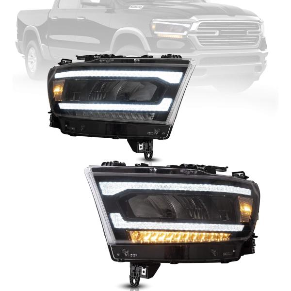 商品名VLAND ヘッドライトアセンブリ 2019年以降 DODGE RAM 1500 Tradesman/ Bighorn/Laramie/Rebel (ダッジ ラム 1500 Classic and TRXには非対応) LED反射ボウル...