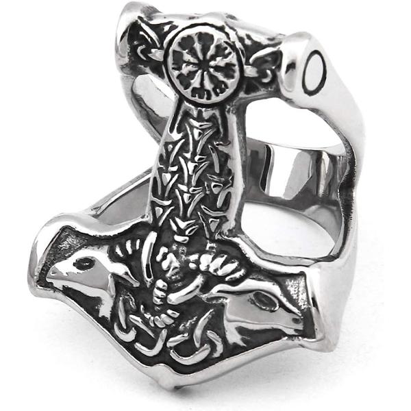 商品名BAVIPOWER Viking Thor Hammer GoatsStainless Steel Ringブランド：BAVIPOWER商品サイズ：高さ：3 cm横幅：8.5 cm奥行：10.2 cm重量：1823 g商品番号：色：T...