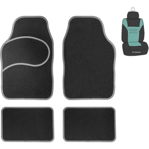 商品名FH Group F13002 ユニバーサルカーペットフロアマット カラフルなステッチ付き レッド/ブラック (乗用車、クーペ、小型SUV用)FH Group Universal Carpet Floor Mats with Colo...