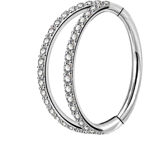 商品名OUFER ダブルローダイヤモンド セプタムピアス ジュエリー 軟骨イヤリング ステンレススチール らせんイヤリング フープ ダイスリング 輝くクリアキュービックジルコニアOUFER Lip Rings,16G Lip Piercin...