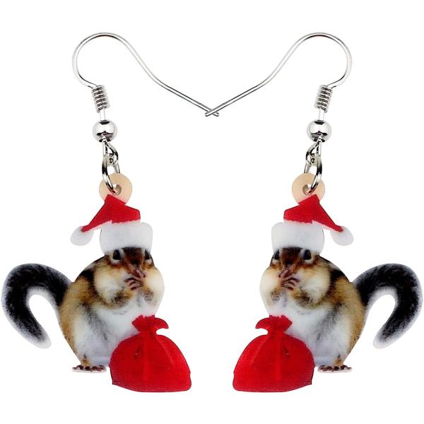 商品名DUOWEI アクリル スイートクリスマスハット リスイヤリング 動物 ペット ドロップ ダングルジュエリー レディース キッズ パーティーギフトDUOWEI Cute Acrylic Squirrel Earrings Dangle...
