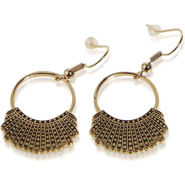 商品名Justice Ruth Bader Ginsburg 襟 フープイヤリング - RBG ディセント襟 スタッドイヤリング 女性の権利 フェミニズムイヤリングJustice Ruth Bader Ginsburg's collar H...