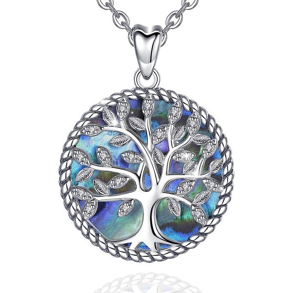 商品名CELESTIA スターリングシルバー 真珠層ツリーオブライフネックレス 貝殻アワビファミリーツリーペンダントネックレス 女性用 18インチチェーン シルバーCELESTIA Tree of Life Necklace for Wom...