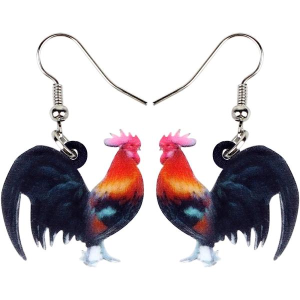 商品名DUOWEI Acrylic Cute Anime Rooster Hen Chicken Earrings Dangle Drop Jewelry Gifts for Women Ladies Teens Girls (Black)...