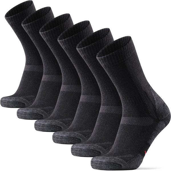 商品名[DANISH ENDURANCE] メリノウールハイキング＆トレッキングソックス (ブラック/グレー３足, 25.0-28.0 cm)DANISH ENDURANCE Merino Wool Hiking Socks for Men...
